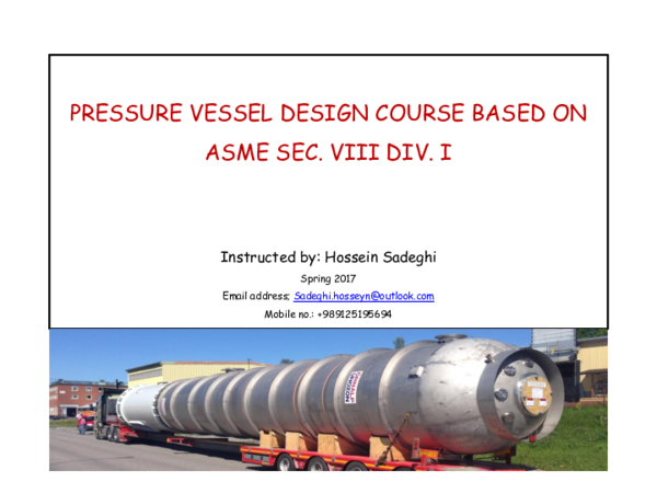 (PDF) Pressure vessel course-Hossein Sadeghi
