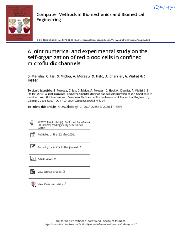 (PDF) A joint numerical and experimental study on the self-organization of red blood cells in ...