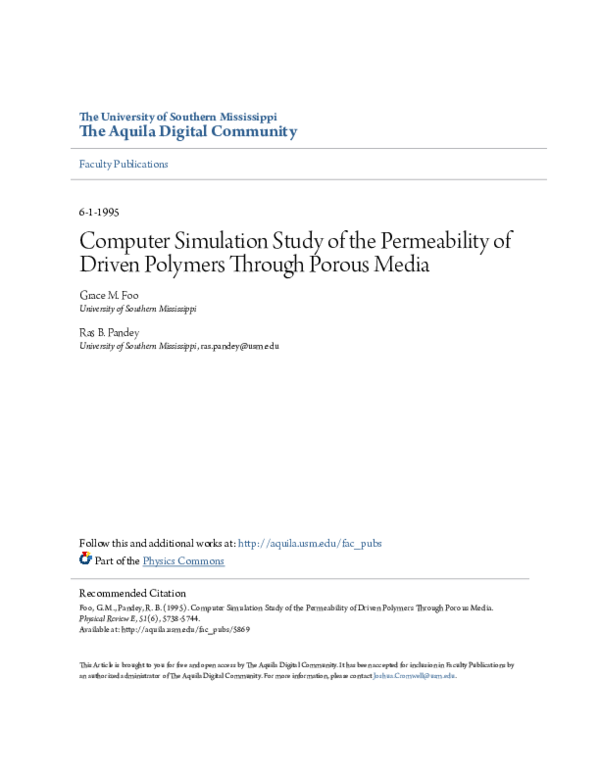 (PDF) Computer simulation study of the permeability of driven polymers ...