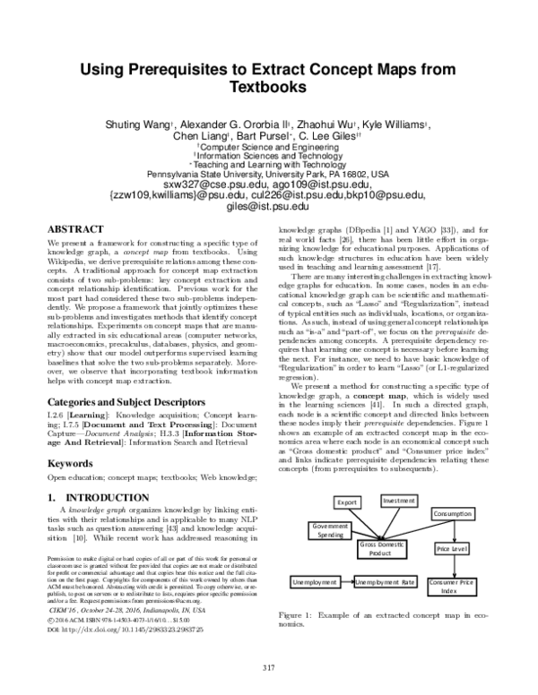 (PDF) Using Prerequisites to Extract Concept Maps fromTextbooks