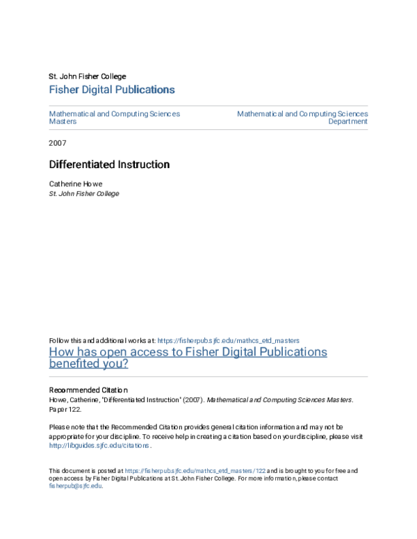 (PDF) Differentiated Instruction