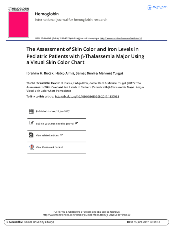(PDF) The Assessment of Skin Color and Iron Levels in Pediatric ...