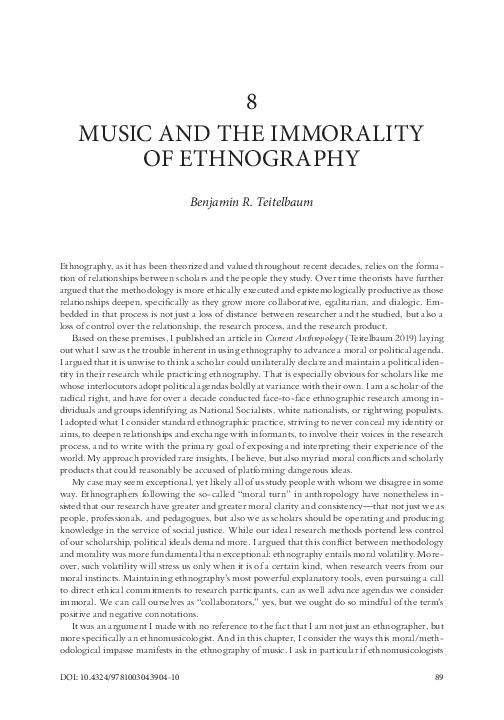 (PDF) MUSIC AND THE IMMORALITY OF ETHNOGRAPHY
