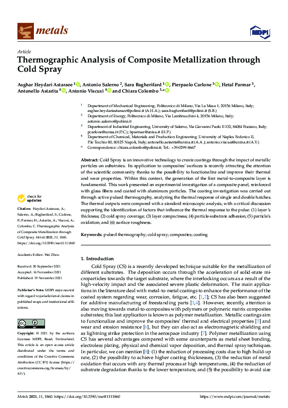(PDF) Thermographic Analysis of Composite Metallization through Cold Spray
