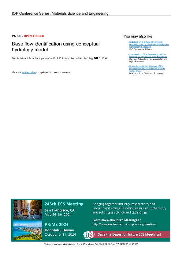 (PDF) Base flow identification using conceptual hydrology model