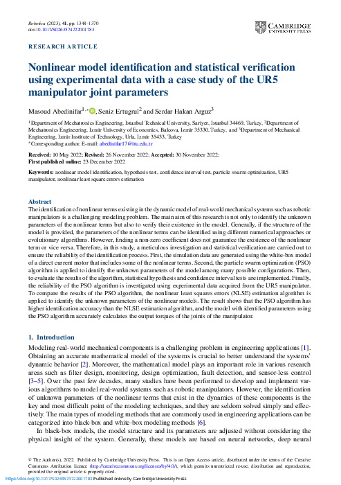 (PDF) Nonlinear model identification and statistical verification using experimental data with a ...