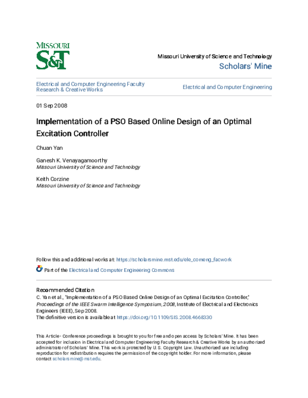 (PDF) Implementation of a PSO based online design of an optimal ...