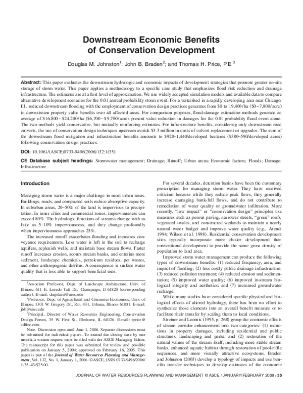 (PDF) Downstream Economic Benefits of Conservation Development