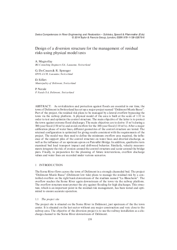 (PDF) Design of a diversion structure for the management of residual risks using physical model ...