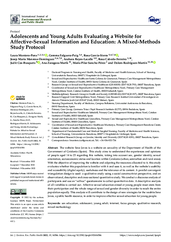 (PDF) Adolescents and Young Adults Evaluating a Website for Affective ...