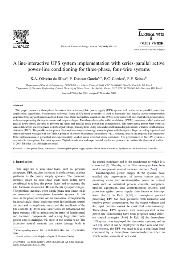 (PDF) A line-interactive UPS system implementation with series-parallel active power-line ...