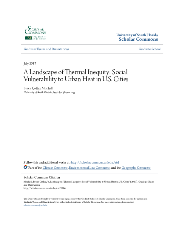 (PDF) A Landscape of Thermal Inequity: Social Vulnerability to Urban ...