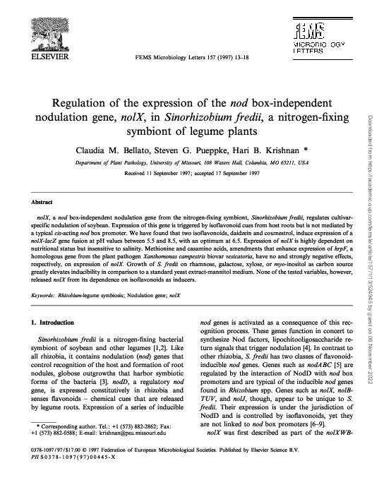 (PDF) Regulation of the expression of the nod box-independent ...