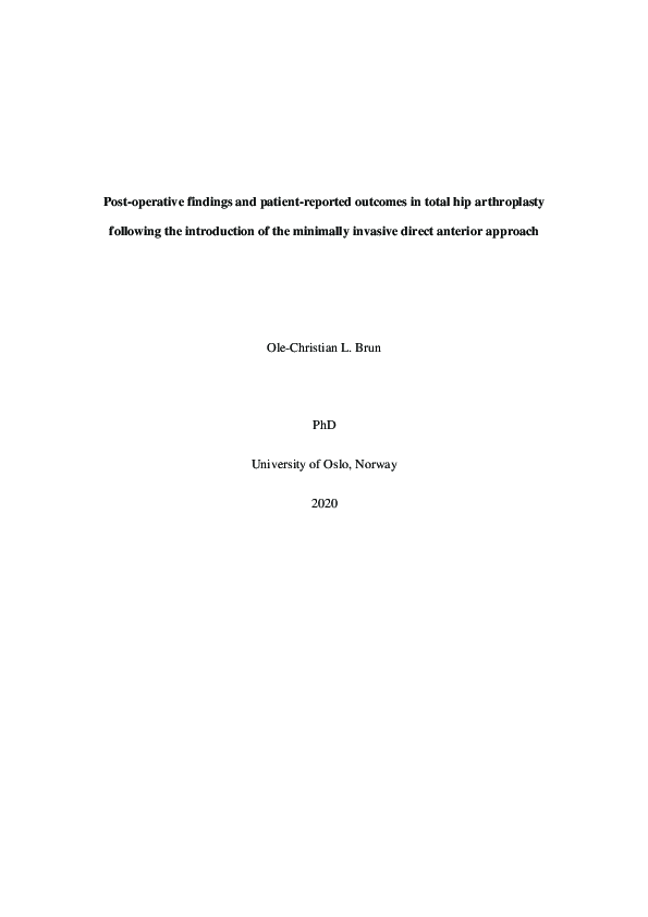 (PDF) The direct anterior minimal invasive approach in total hip ...