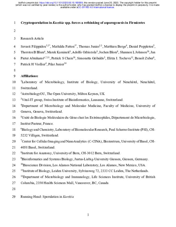 (PDF) Cryptosporulation in Kurthia spp. forces a rethinking of ...