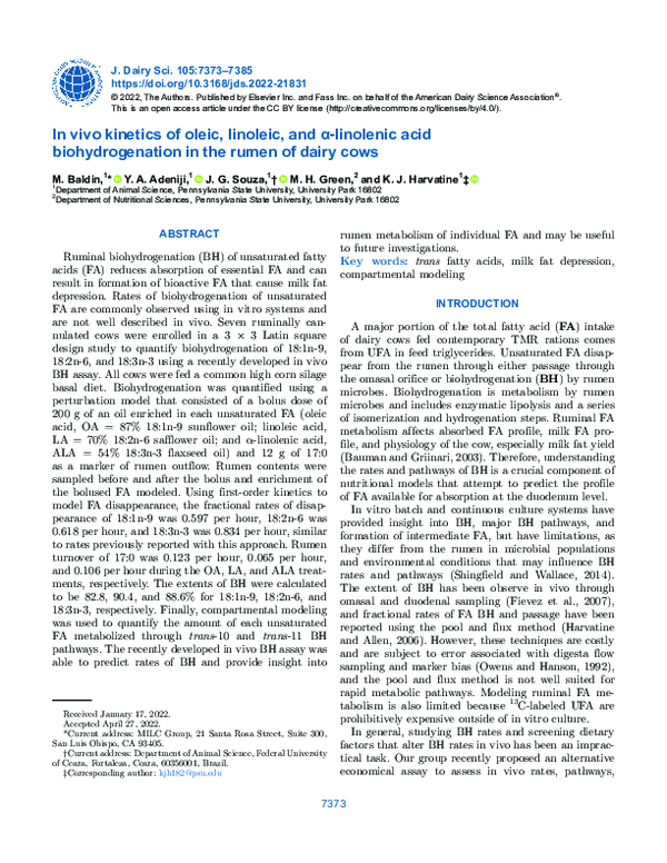 (PDF) In vivo kinetics of oleic, linoleic, and α-linolenic acid ...