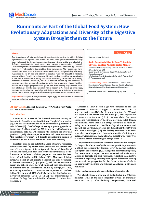 (PDF) Ruminants as Part of the Global Food System: How Evolutionary ...