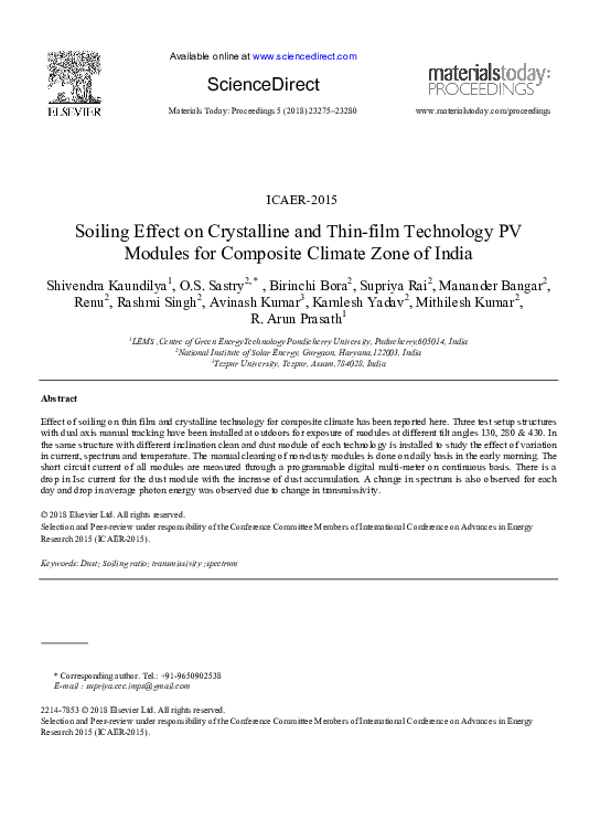 (PDF) Soiling Effect on Crystalline and Thin-film Technology PV Modules for Composite Climate ...