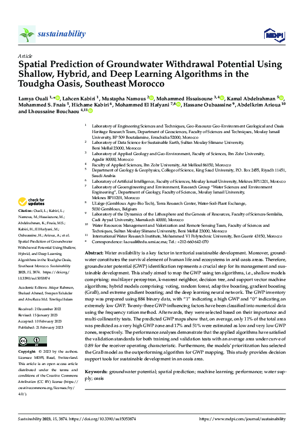(PDF) Spatial Prediction of Groundwater Withdrawal Potential Using Shallow, Hybrid, and Deep ...