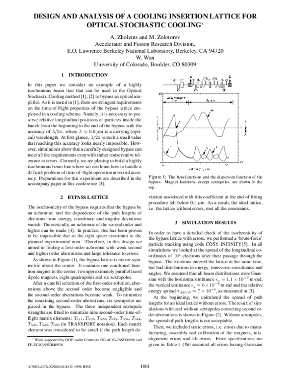 (PDF) Design and analysis of a cooling insertion lattice for optical stochastic cooling
