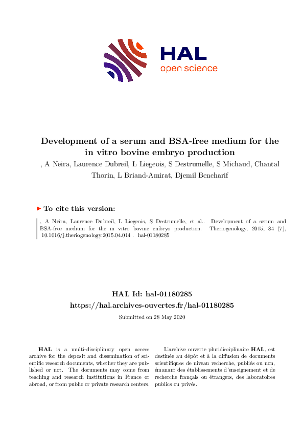 (PDF) In vitro bovine embryo production in a synthetic medium: Embryo ...