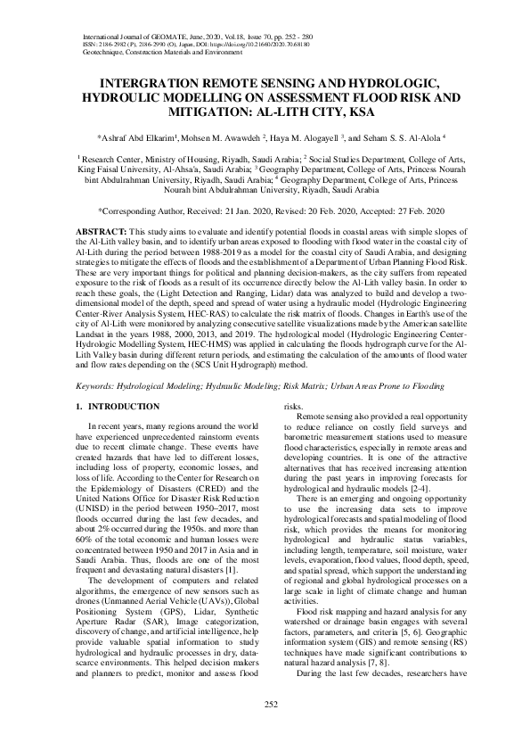 (PDF) Intergration Remote Sensing and Hydrologic, Hydroulic Modelling on Assessment Flood Risk ...