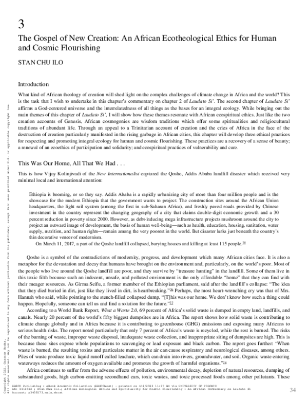 (PDF) The Gospel of New Creation: An African Ecotheological Ethics for ...