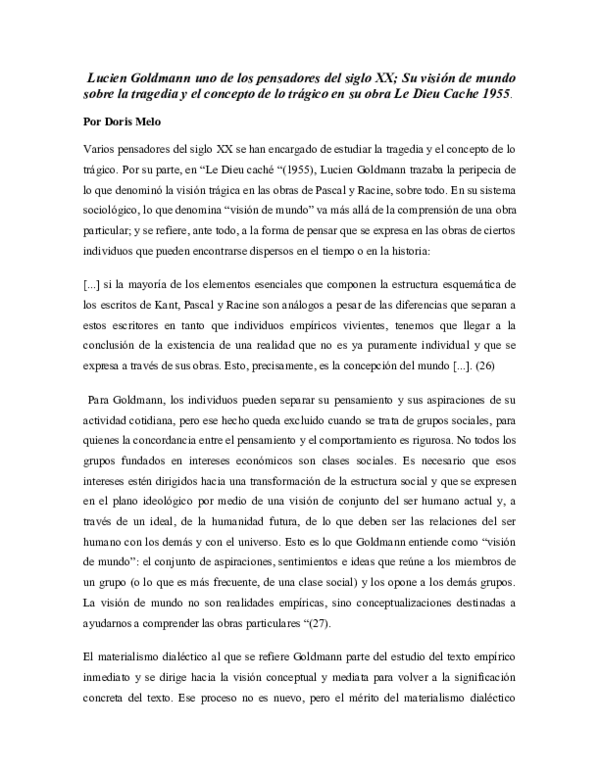 (DOC) “Lucien Goldmann uno de los pensadores del siglo XX: Su visión de ...