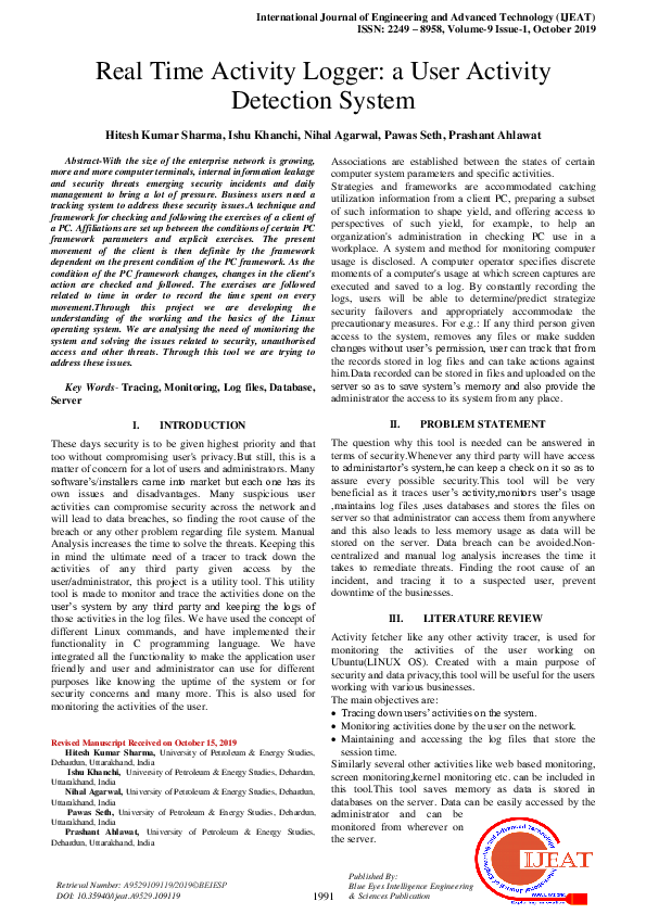 (PDF) Real Time Activity Logger: a User Activity Detection System