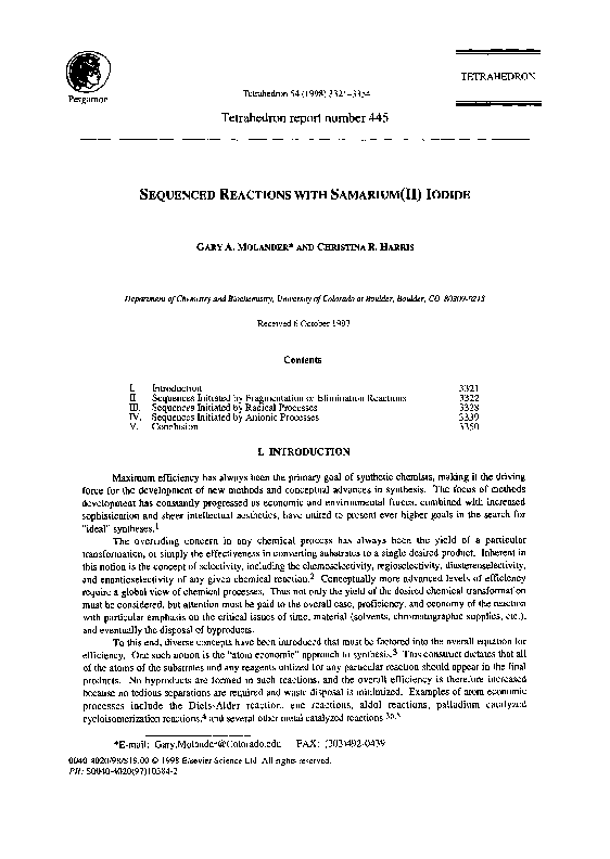 (PDF) Sequenced reactions with samarium(II) iodide