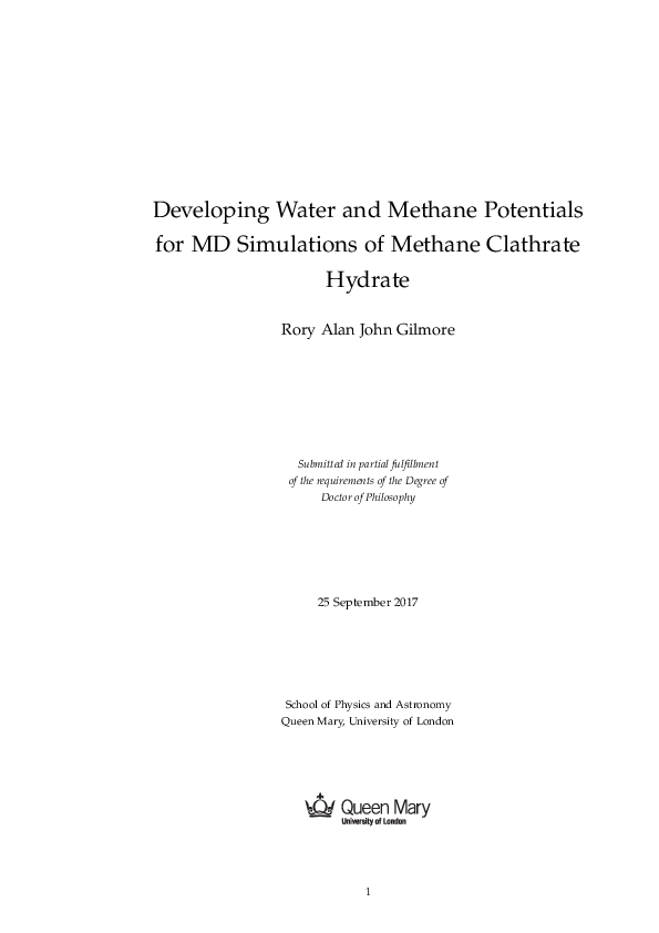 (PDF) Developing water and methane potentials for MD simulations of ...