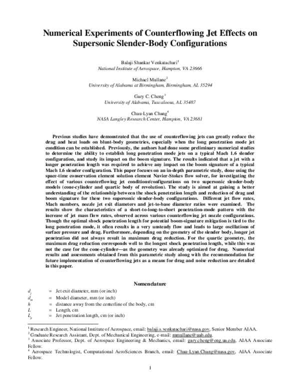 (PDF) Numerical Experiments of Counterflowiing Jet Effects on ...