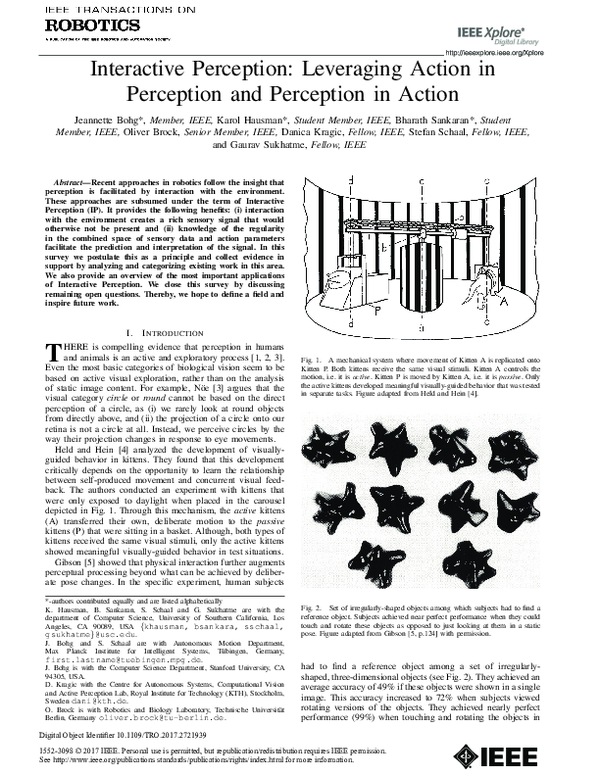 (PDF) Interactive Perception: Leveraging Action in Perception and ...