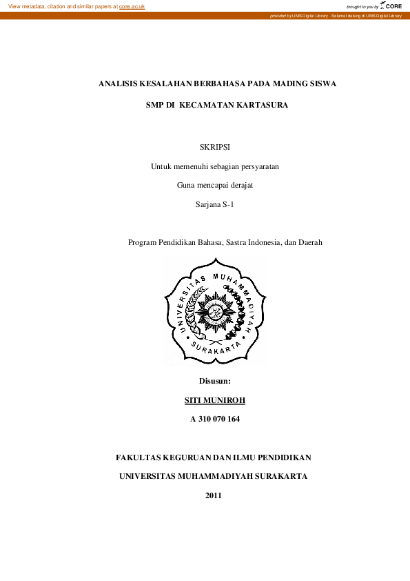 (PDF) Analisis kesalahan berbahasa pada mading siswa smp di kecamatan kartasura