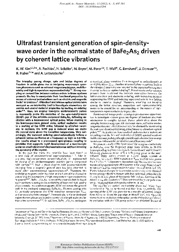 (PDF) Ultrafast transient generation of spin-density-wave order in the ...