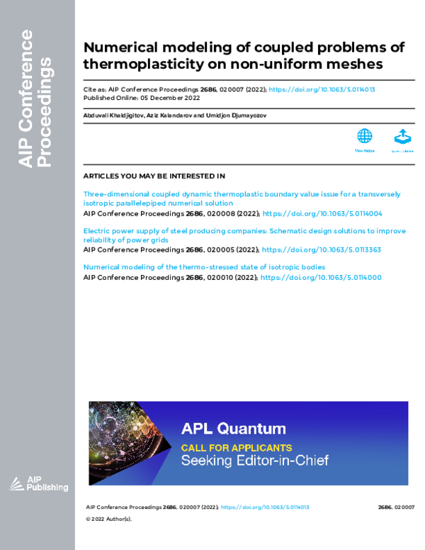 (PDF) Numerical modeling of coupled problems of thermoplasticity on non ...
