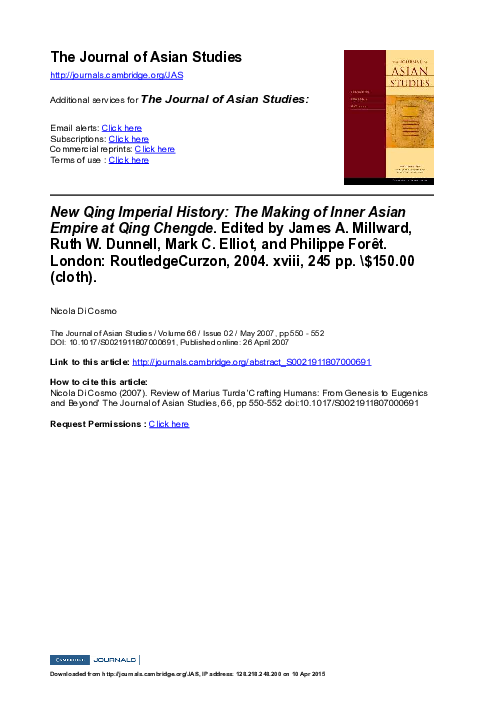 (PDF) New Qing Imperial History: The Making of Inner Asian Empire at ...