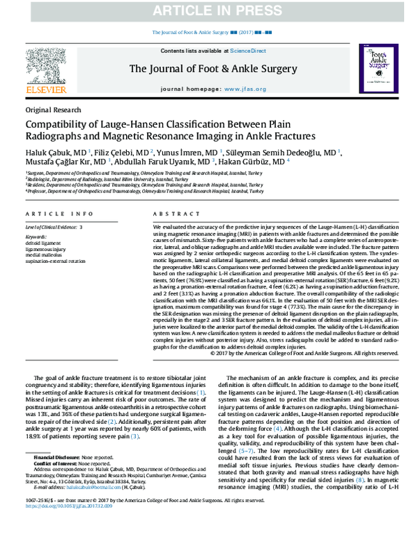 (PDF) Compatibility of Lauge-Hansen Classification Between Plain ...