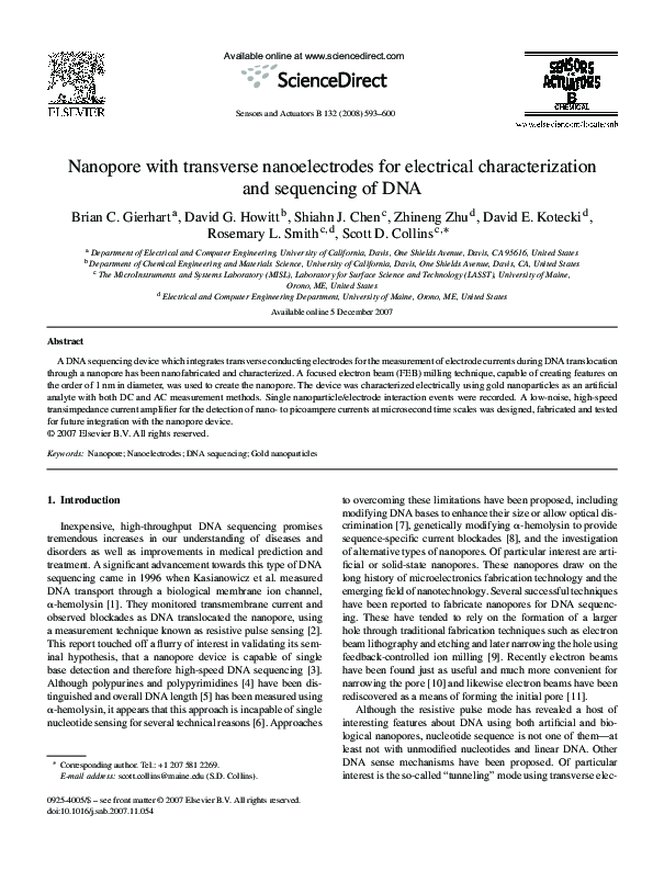 Pdf Nanopore With Transverse Nanoelectrodes For Electrical