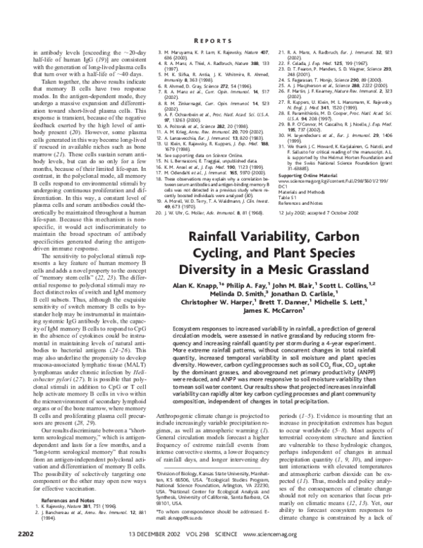 (PDF) Rainfall Variability, Carbon Cycling, and Plant Species Diversity ...