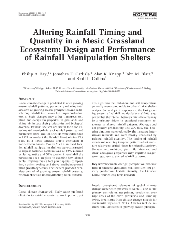 (PDF) Impact of Rainfall Manipulation on Grasslands