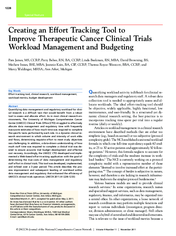 (PDF) Creating an Effort Tracking Tool to Improve Therapeutic Cancer ...