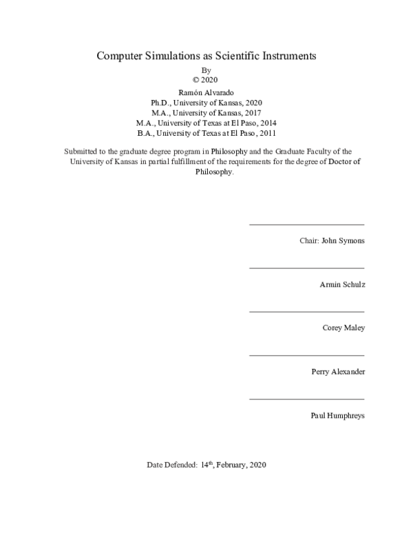(PDF) Computer Simulations as Scientific Instruments