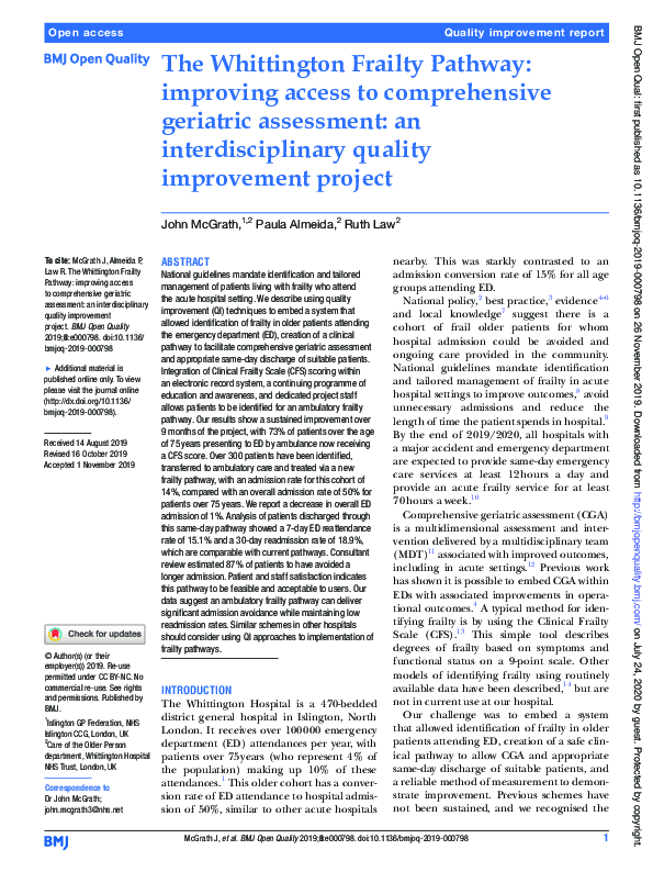 (PDF) The Whittington Frailty Pathway: improving access to ...