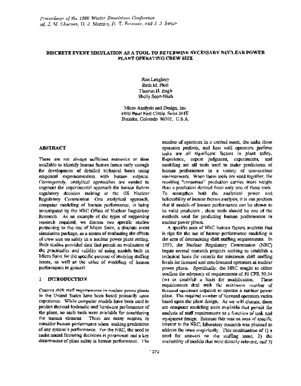 (PDF) Discrete event simulation as a tool to determine necessary nuclear power plant operating ...