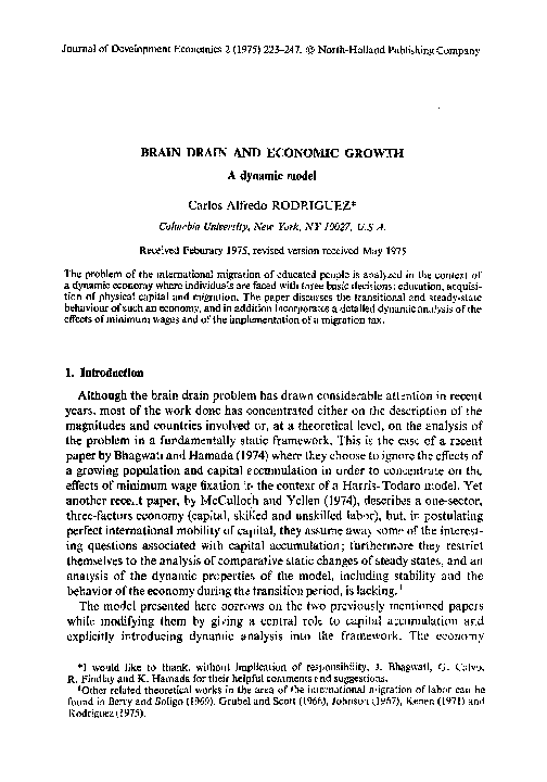 (PDF) Brain drain and economic growth