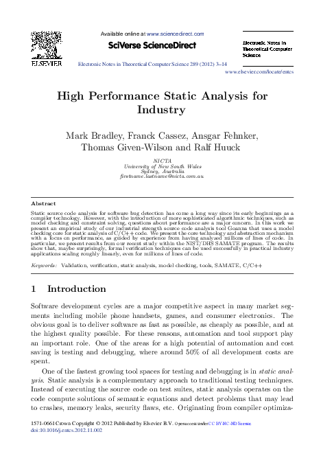 (PDF) High Performance Static Analysis for Industry