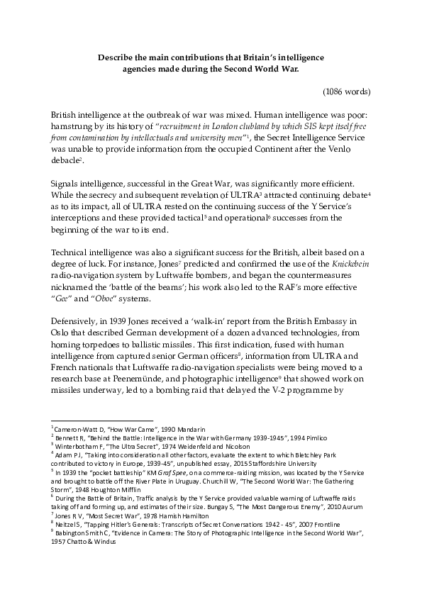 (PDF) Describe The Main Contributions That Britain'S Intelligence ...