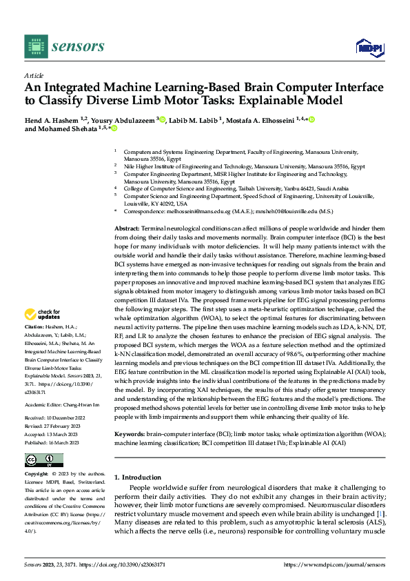 (PDF) An Integrated Machine Learning-Based Brain Computer Interface to Classify Diverse Limb ...