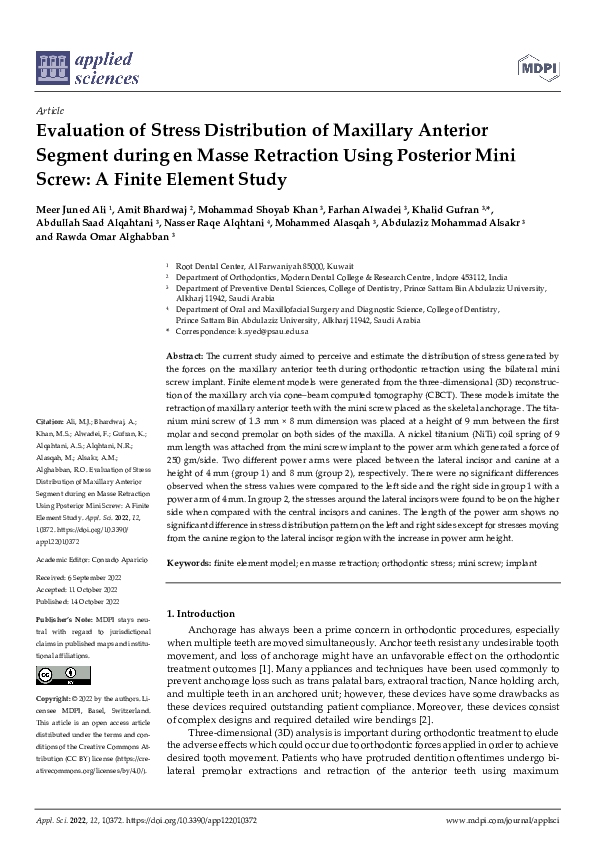 Pdf Evaluation Of Stress Distribution Of Maxillary Anterior Segment